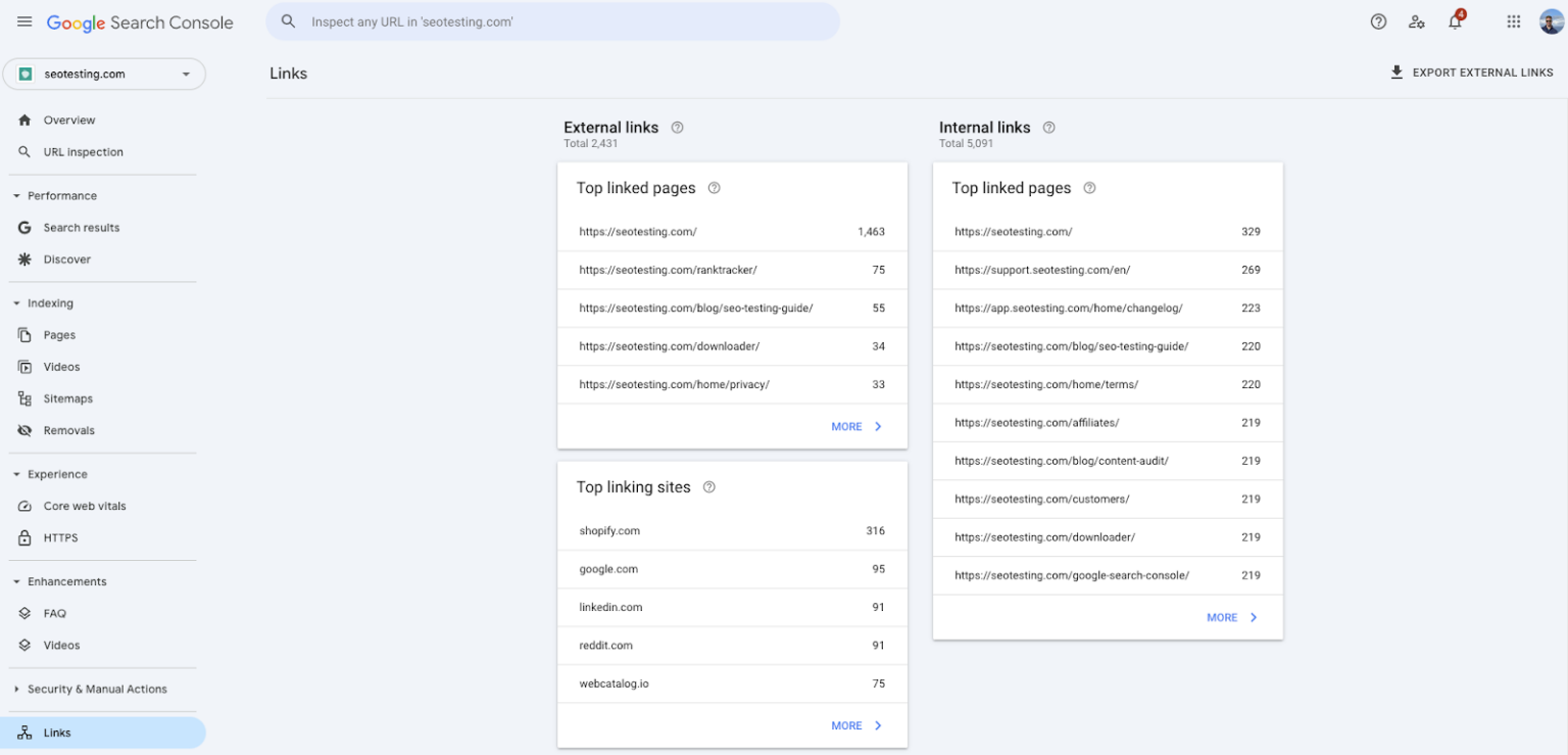 How To Use The Links Report In Google Search Console Seotesting